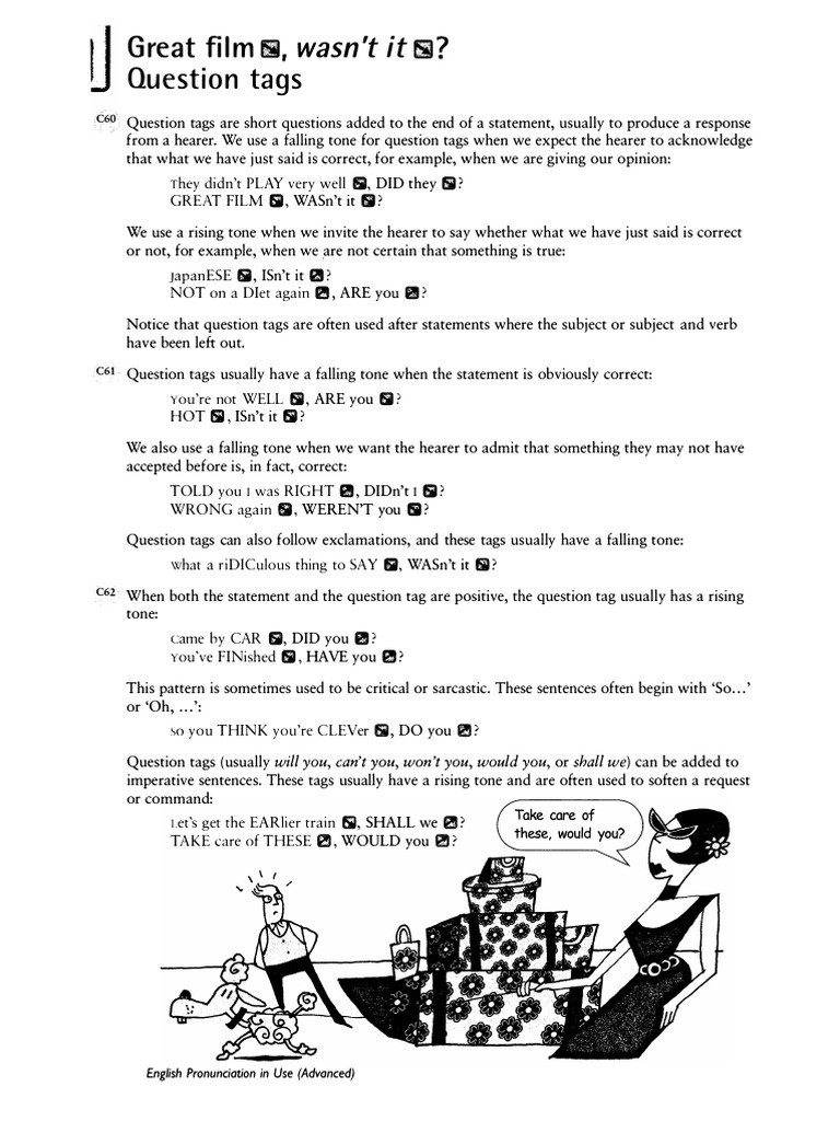 advanced_pronunciation_in_use QUESTION TAGS | PDF | Question | Linguistics