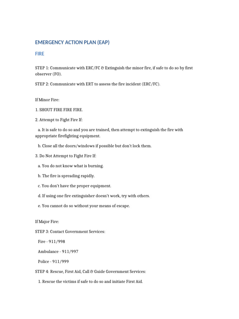 Emergency Action Plan | PDF