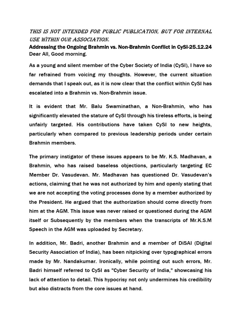 Addressing The Ongoing Brahmin Vs | PDF