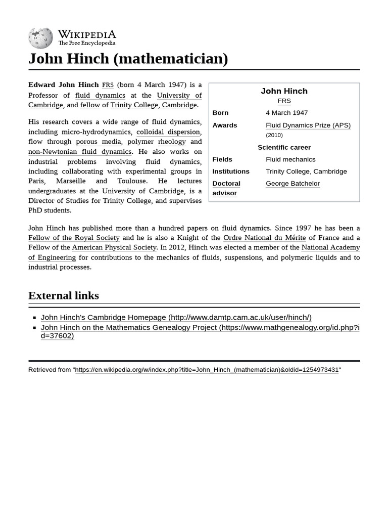 John Hinch (Mathematician) | PDF