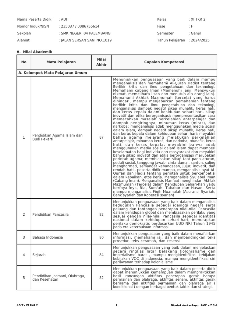 Rapor Adit - Xi TKR 2 | PDF