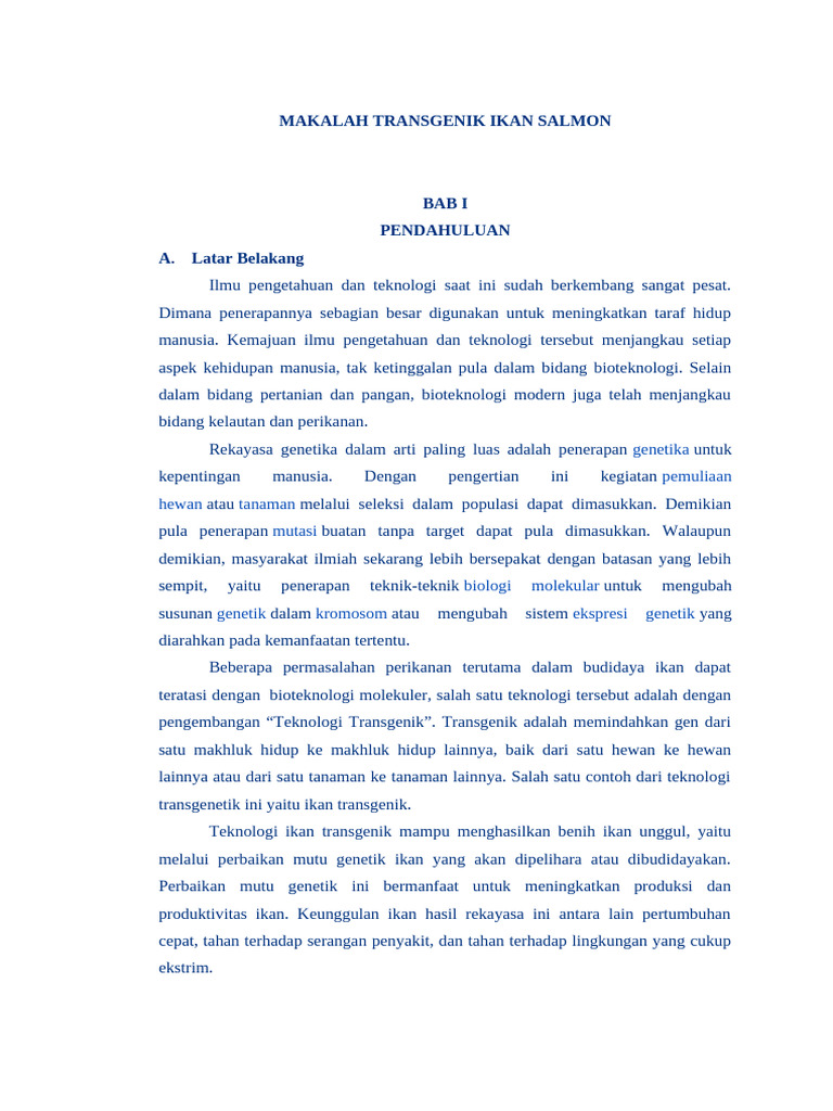 Makalah Transgenik Ikan Salmon | PDF