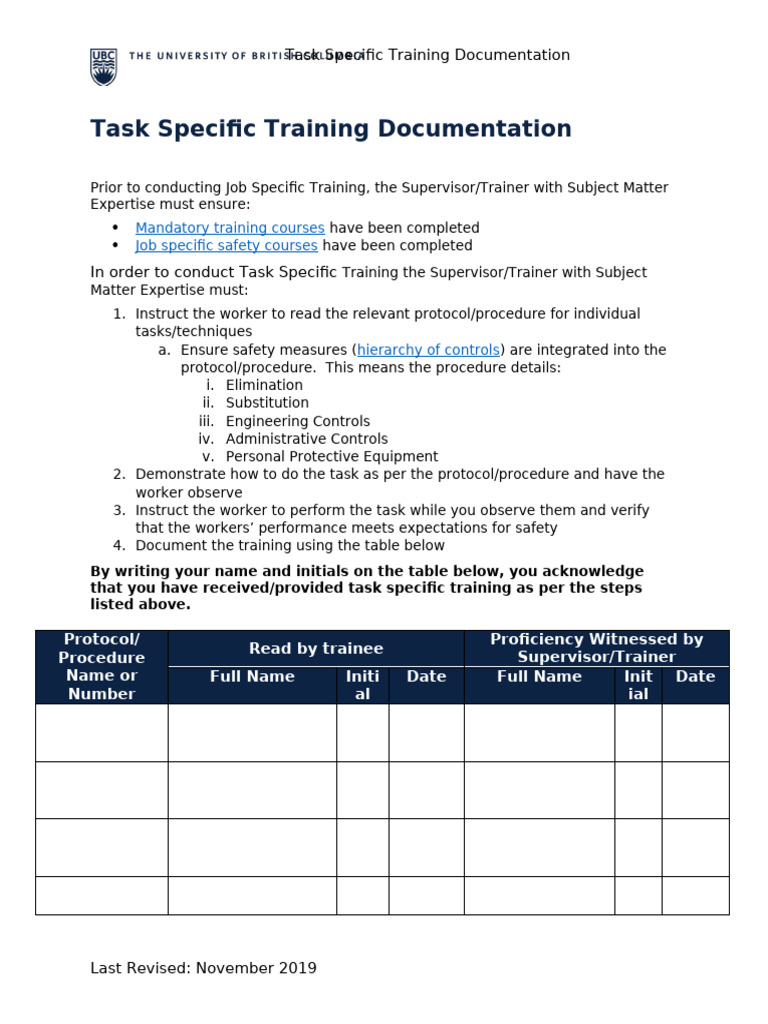 Task Specific Training Documentation - SRS | PDF