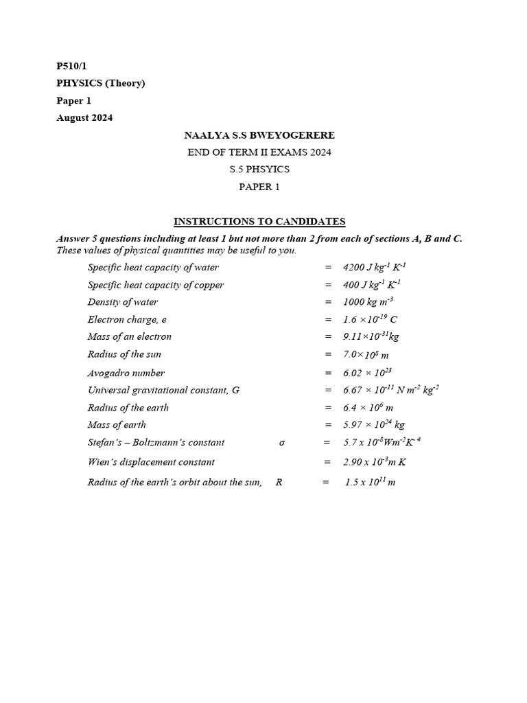 P510 eot 2(0) | PDF | Acceleration | Radioactive Decay