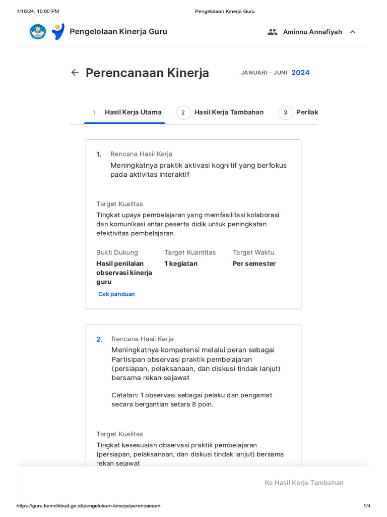 Draf SKP Pengelolaan Kinerja Guru | PDF