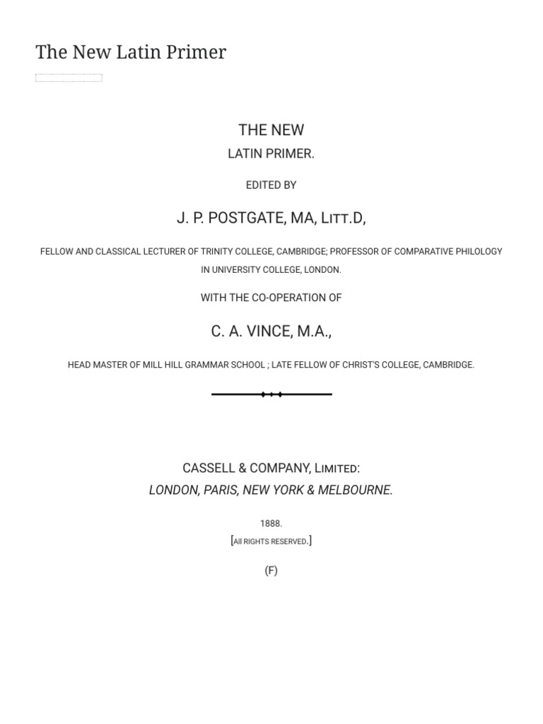 The New Latin Primer - Wikisource, The Free Online - 241231 - 072619 ...