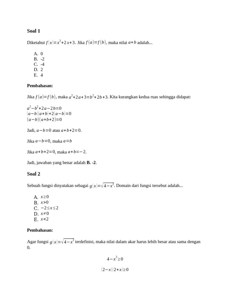 Soal Mtk Dan Pembahasan | PDF