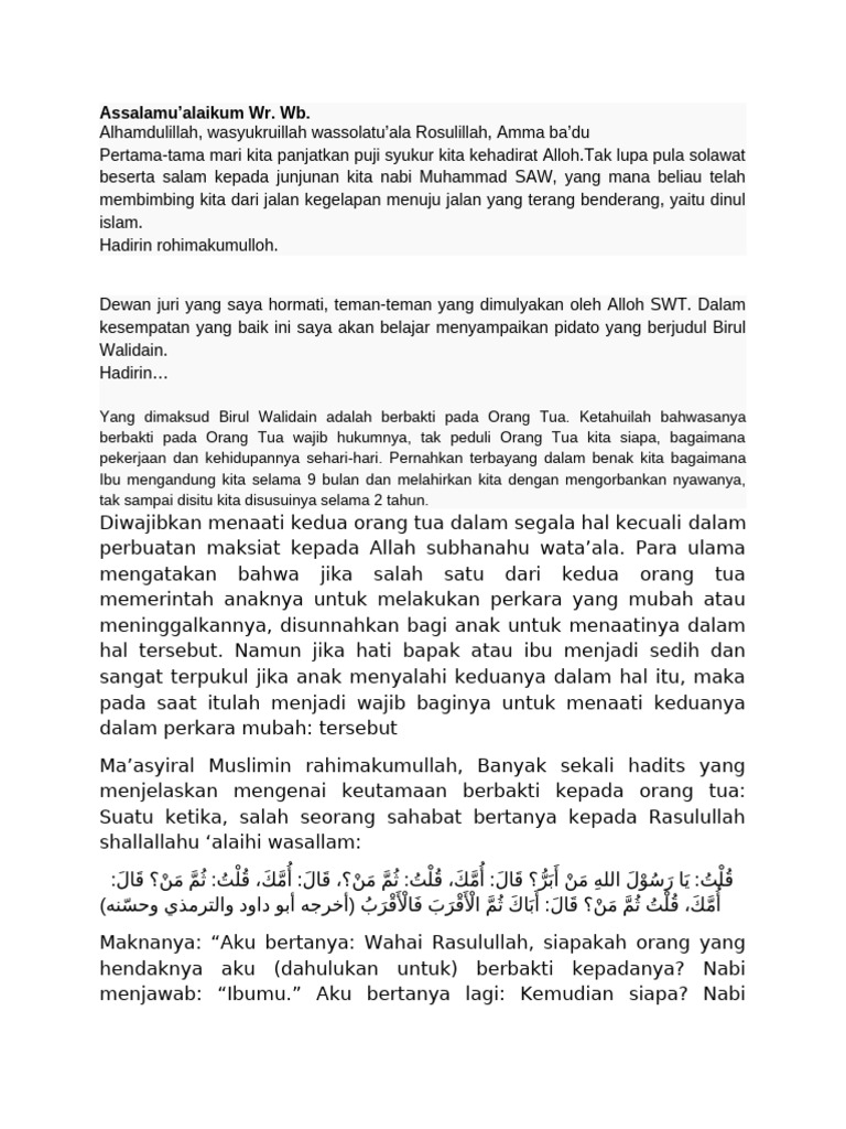 pidato birrul walidain[1] | PDF