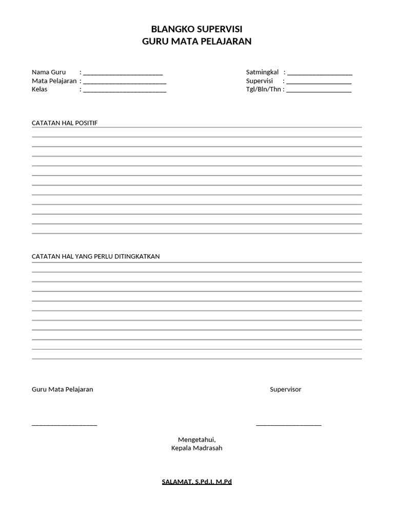 Blangko Supervisi | PDF