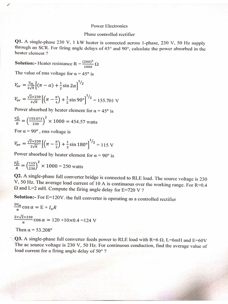Power Electronics Questions | PDF