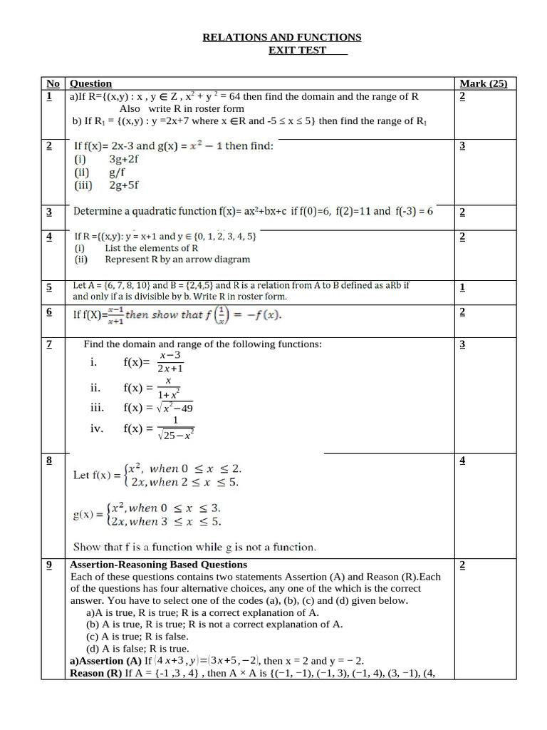 Exit Relations and Functions | PDF | Function (Mathematics) | Mathematics
