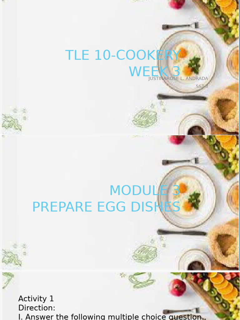 Tle 10 Cookery Quarter 1 Week 3 | PDF | Tableware | Vegetables