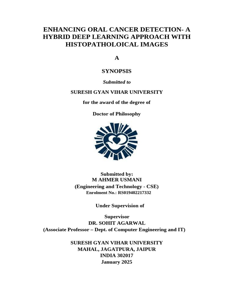 Synopsis - JiteshNeve SID 2250125 V4 | PDF | Machine Learning | Deep ...