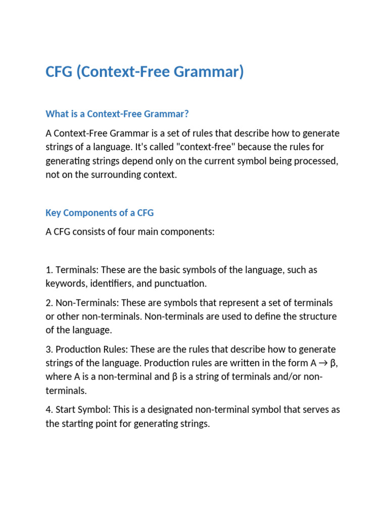 CFGs and Its Derivation Tree | PDF | Theoretical Computer Science | Syntax (Logic)