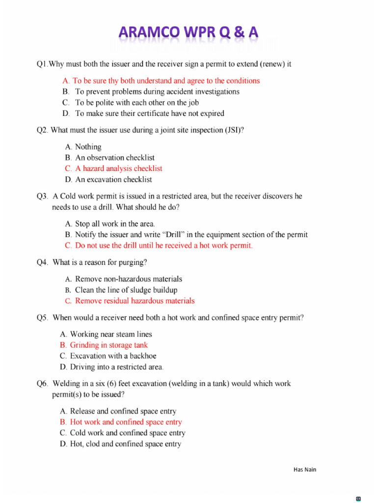 Aramco WPR Q & A | PDF