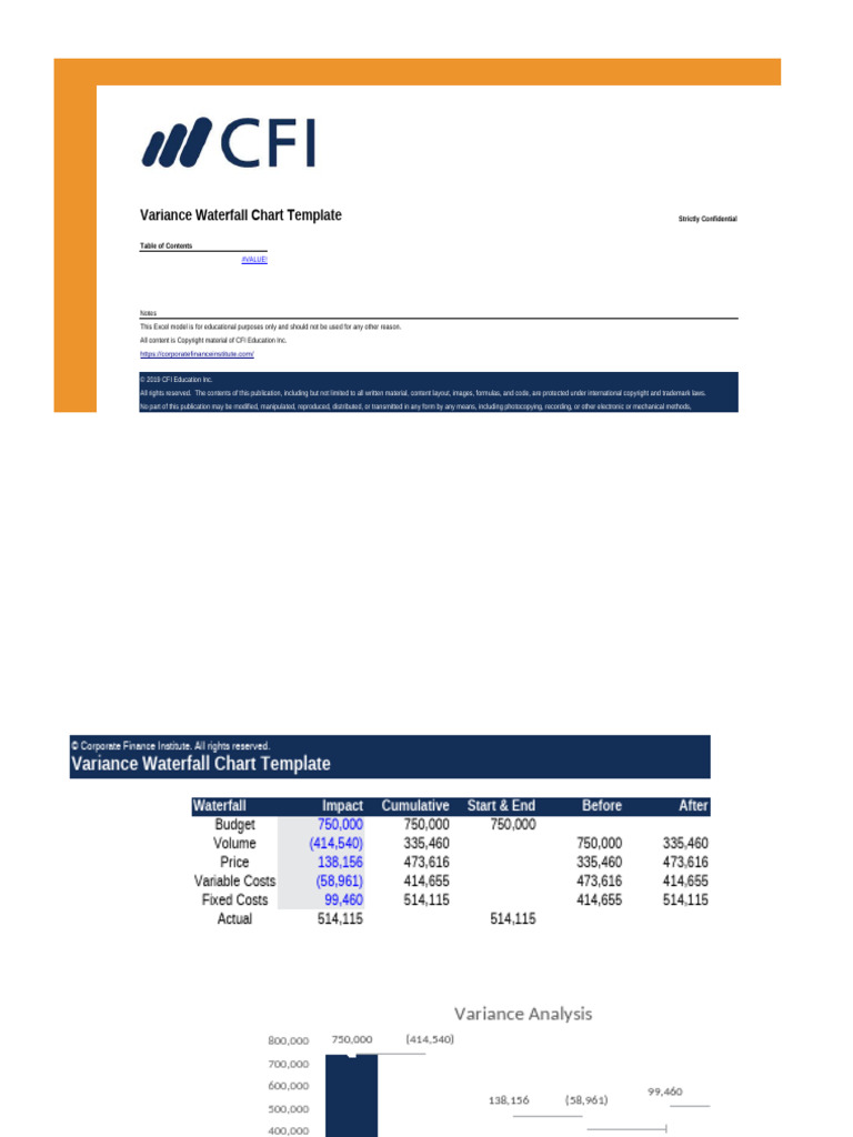 Variance Waterfall Chart Template | PDF | Variance | Scatter Plot