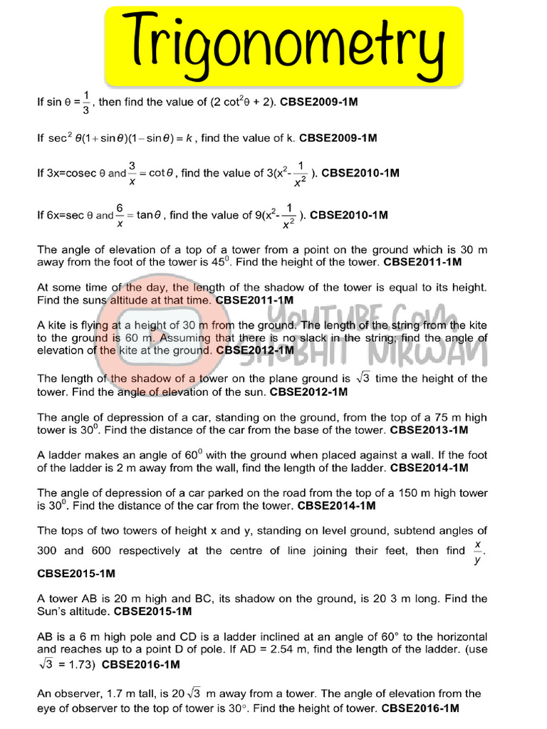 DPP 2 (Application of Trigonometry) | PDF