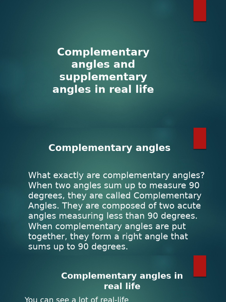 Complemantary and Supplemantry Angles | PDF