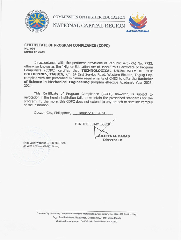 BSME COPC No. 001 s 2024 | PDF