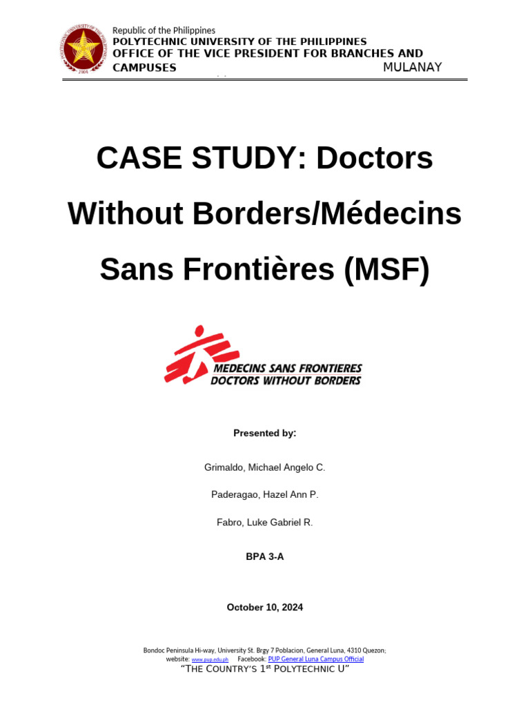 CASE STUDY (final) | PDF | Médecins Sans Frontières | Medical Ethics