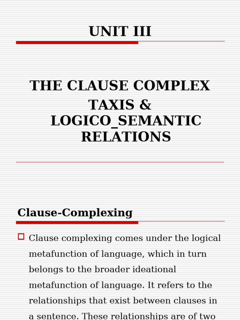 Clause Complexing Logico Semantic | PDF | Sentence (Linguistics) | Clause