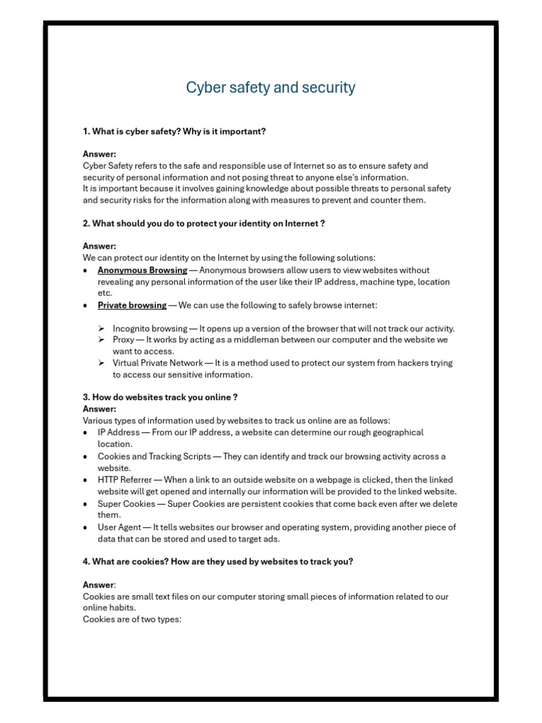 Cyber Safety Class 11 Sumita Arora Notes | PDF | Http Cookie | Cybercrime