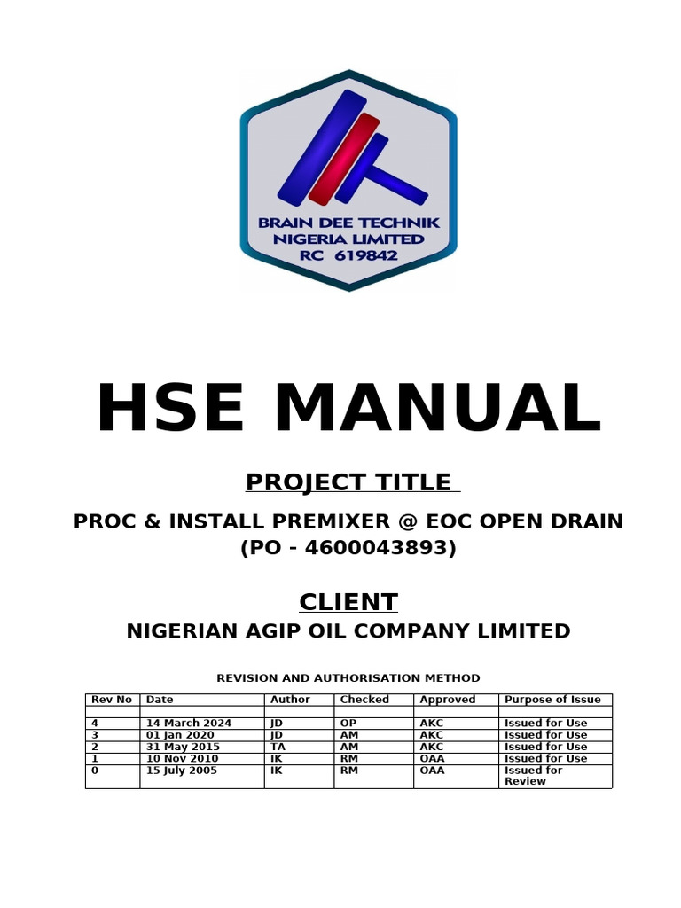 1.1. HSE MANUAL | PDF | Employment | Occupational Safety And Health