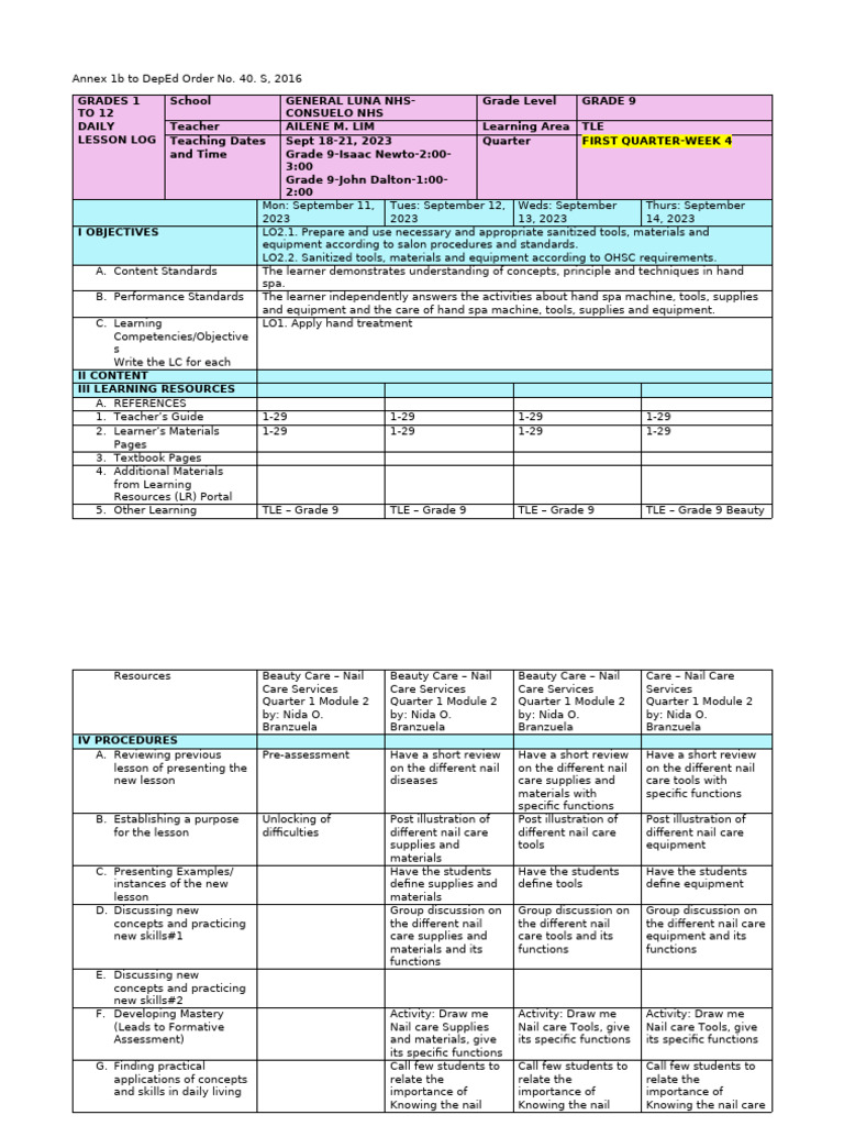 DLL-Week 4 | PDF | Learning | Teachers