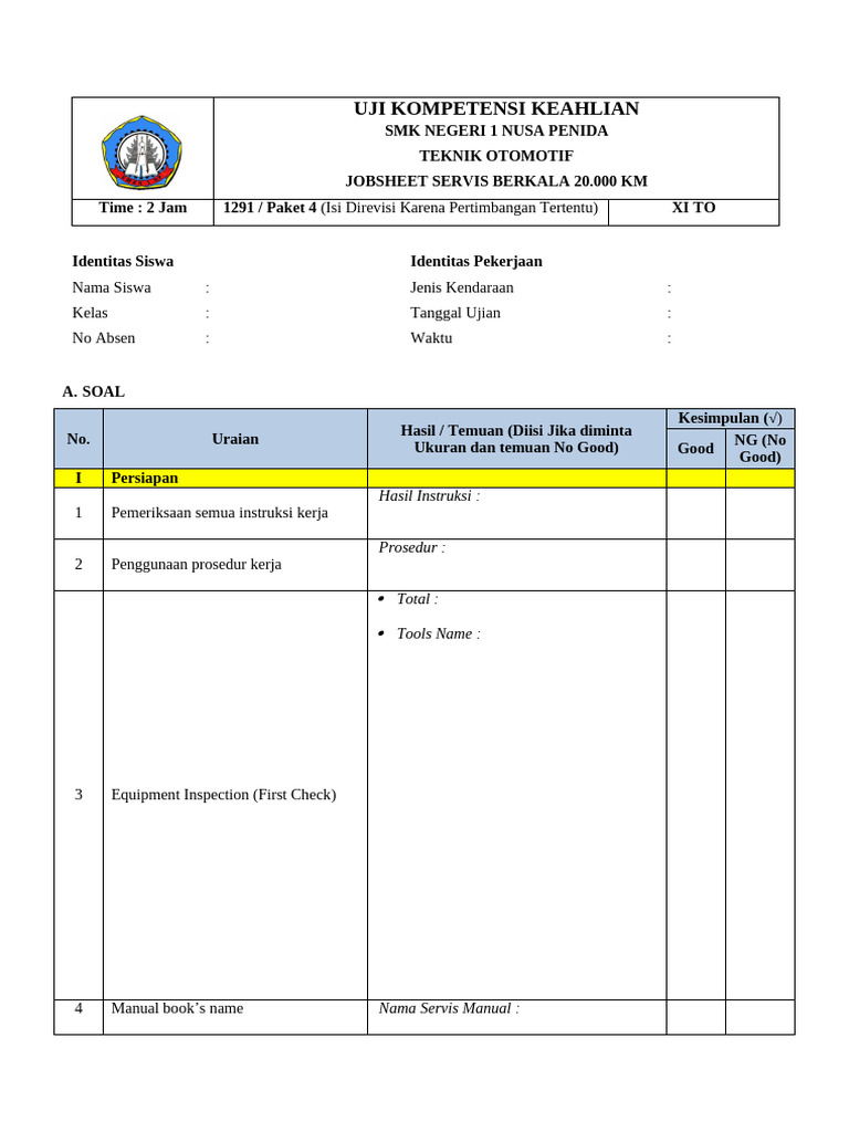 Jobsheet Sbe Ukk Tahun 2024 | PDF