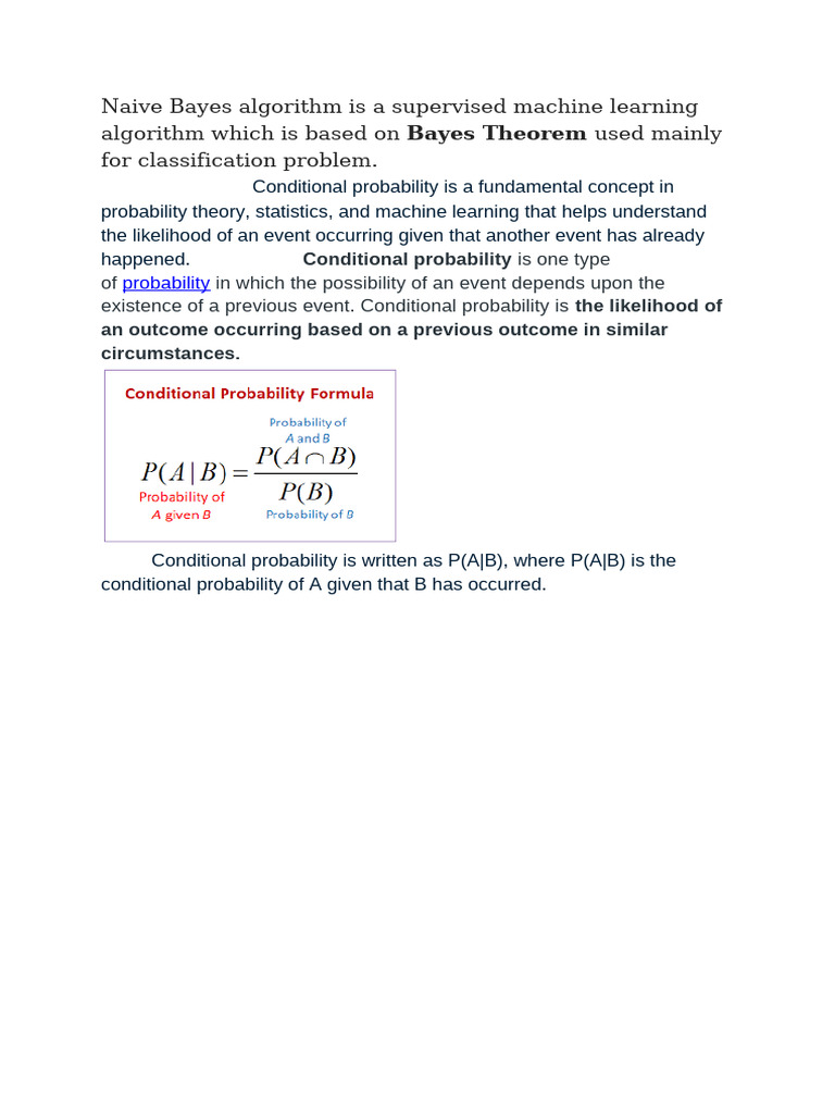 Naive Bayes and Conditional Probability Explained | PDF