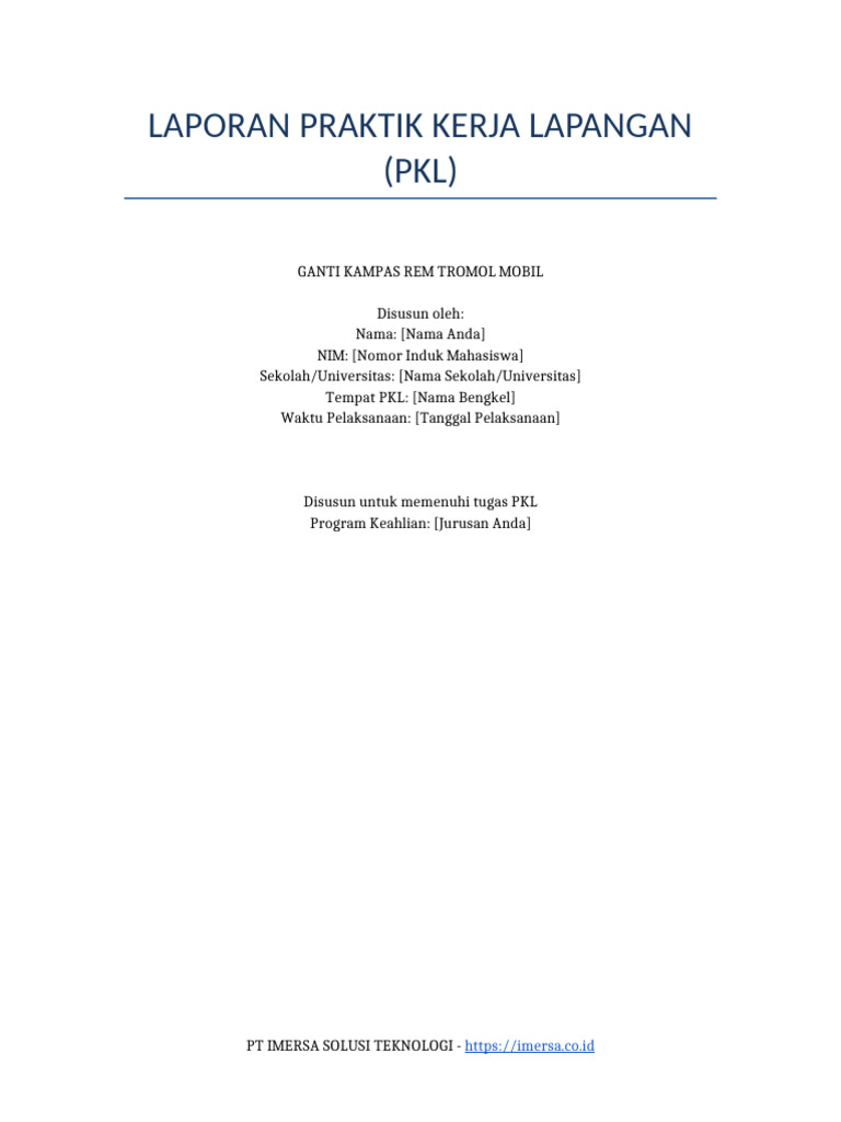 Laporan PKL Ganti Kampas Rem Tromol Mobil | PDF