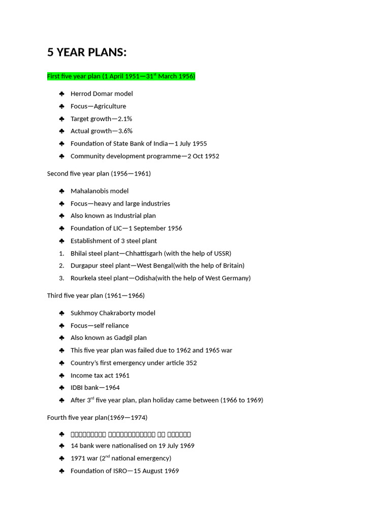 5 YEAR PLANS | PDF | Government Of India | Economy Of Asia