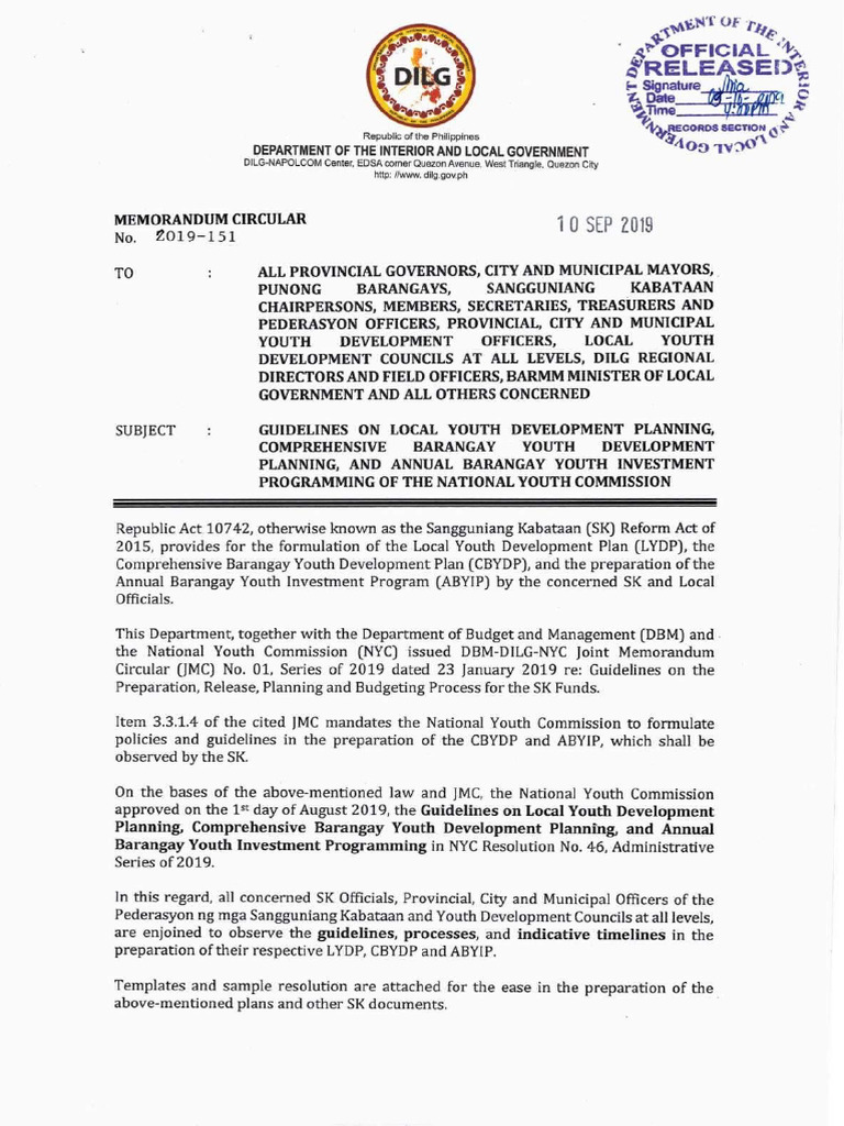 Guidelines On LYDP, CBYDP, ABYIP | PDF