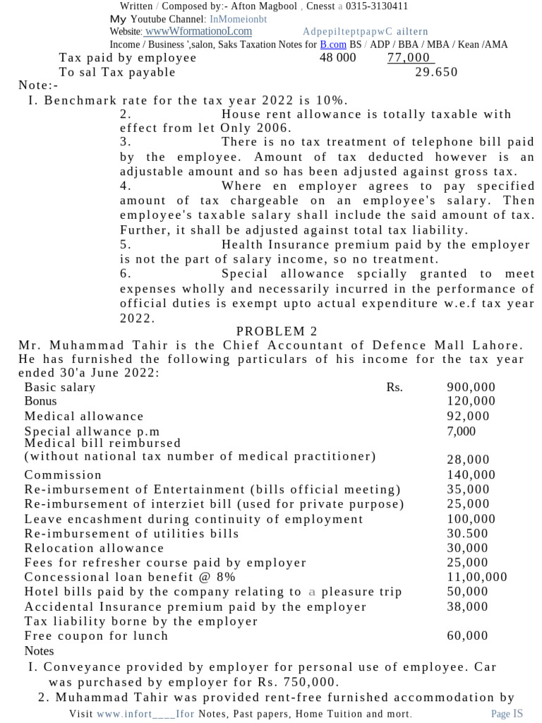 Taxation Notes for B.Com & MBA | PDF | Taxes | Expense