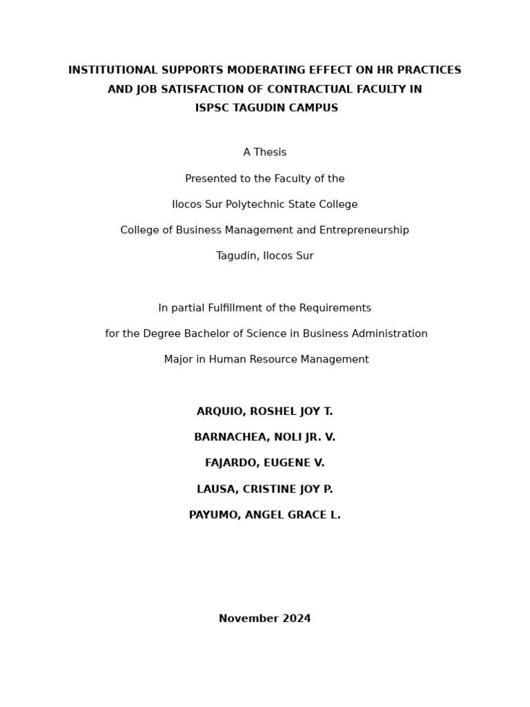 Thesis Final Manuscript - 1 | PDF | Job Satisfaction | Human Resource Management