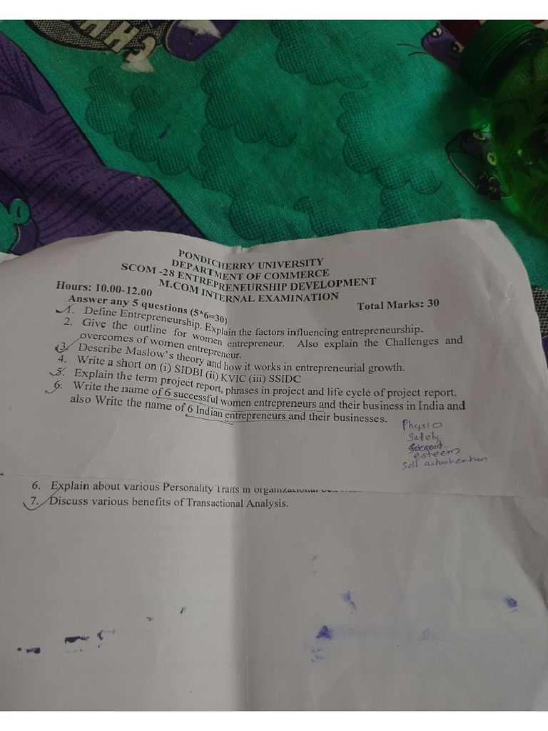 1st Sem IInd Internal Question Paper | PDF