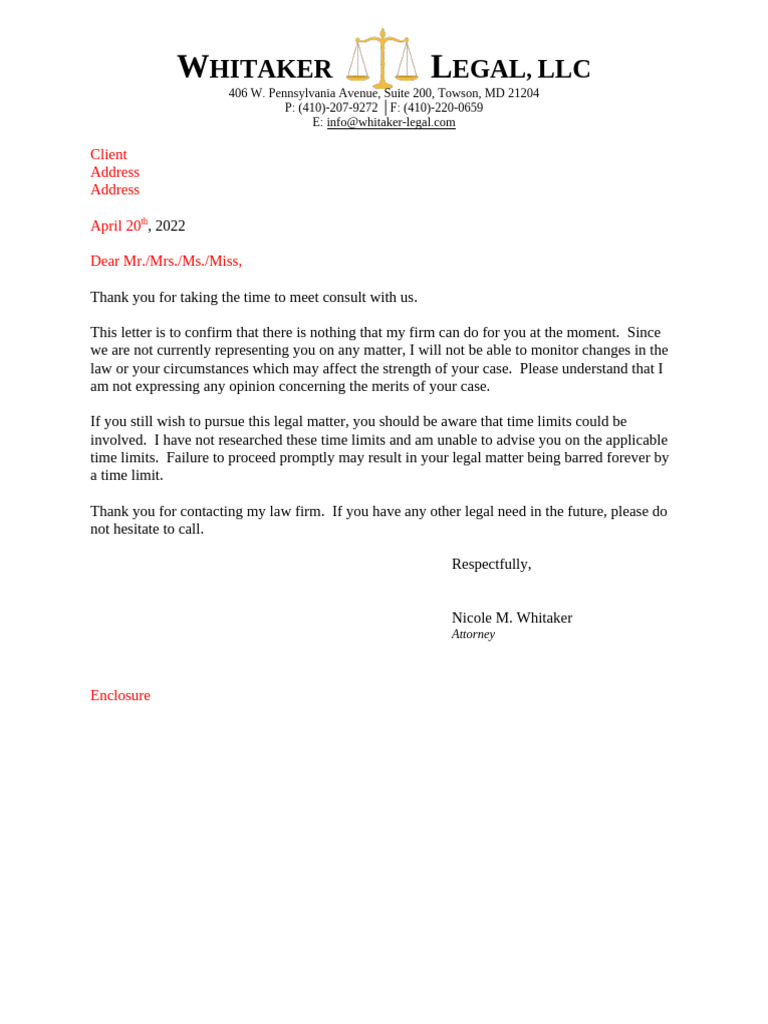 Non-Engagement Letter English | PDF