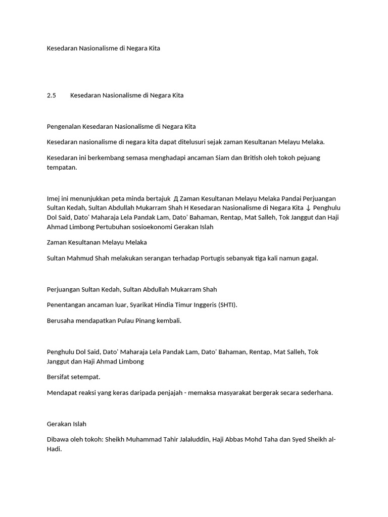Kesedaran Nasionalisme Di Negara Kita | PDF