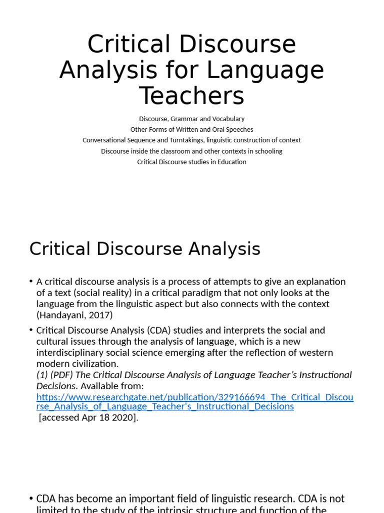 Critical Discourse Analysis for Educators | PDF | Linguistics | Discourse