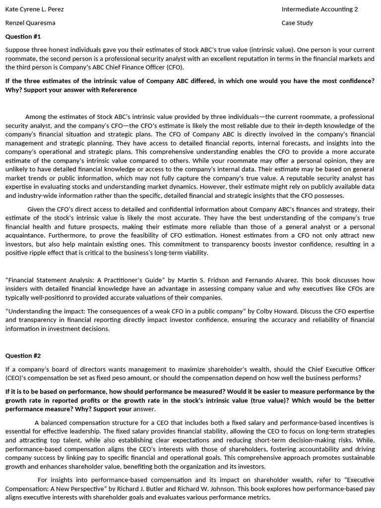 Case study (1) | PDF | Investing | Stocks