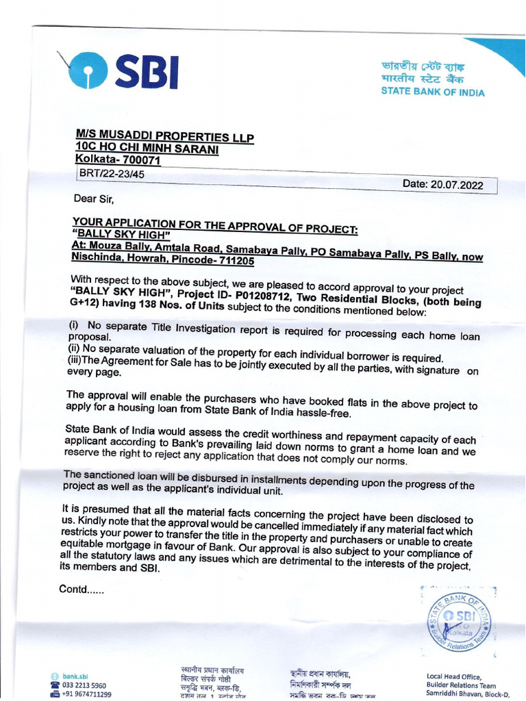 Sbi Approval Letter (1) | PDF