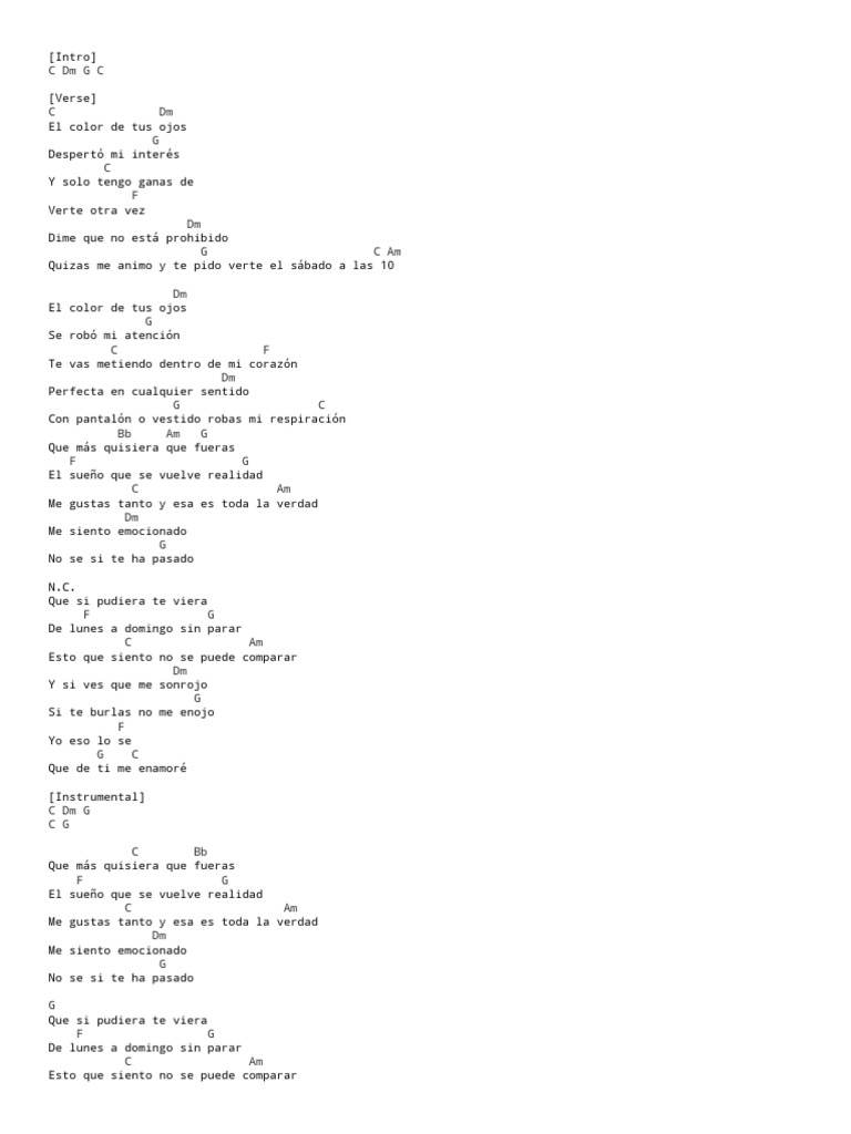 El Color de Tus Ojos: Canción de Amor | PDF