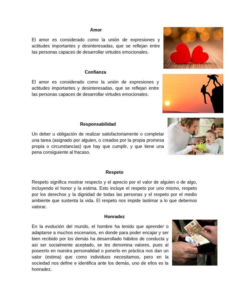 Amor, Confianza, Respeto, Honradez | PDF | Amor | Virtud