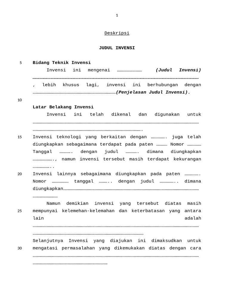 Template Deskripsi Paten | PDF