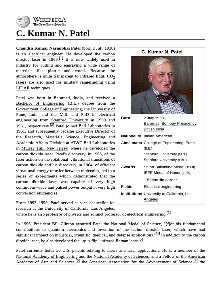 C._Kumar_N._Patel | PDF | Optics | Physical Sciences