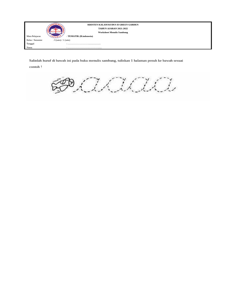 Worksheet Menulis Sambung 15 Juli 2021 | PDF