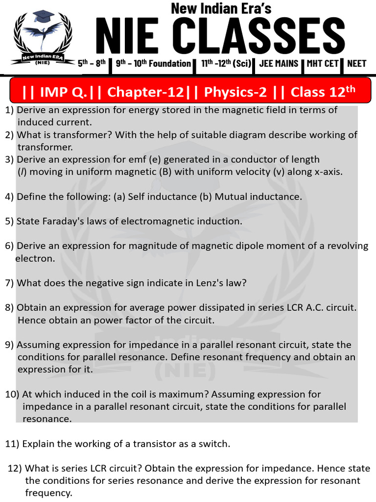 IMP Chapter 12 Phy | PDF