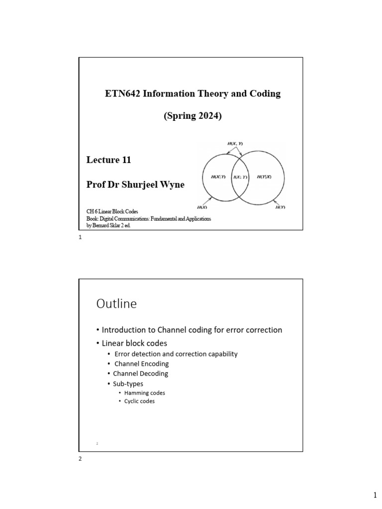 ETN642 Lec11 ChannelCoding Handouts | PDF | Encodings | Computer Data