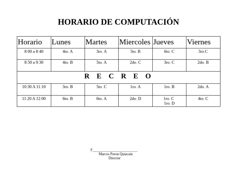 Horario Compu | PDF