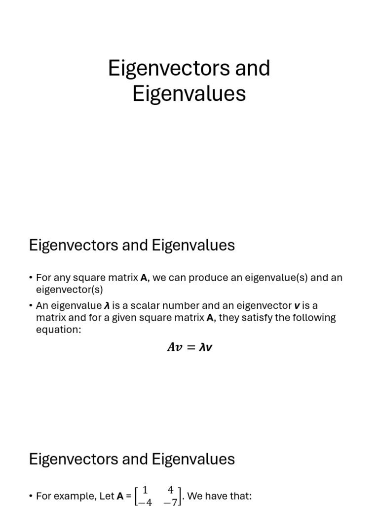 Eigenvectors and Eigenvalues | PDF | Eigenvalues And Eigenvectors | Matrix (Mathematics)